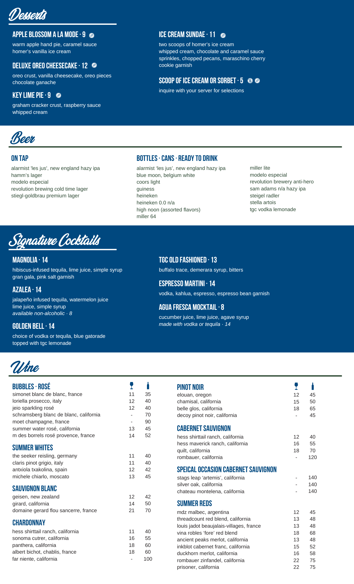 GRILL MENU - The Glen Club