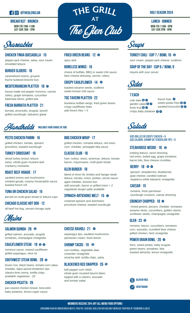GRILL MENU - The Glen Club