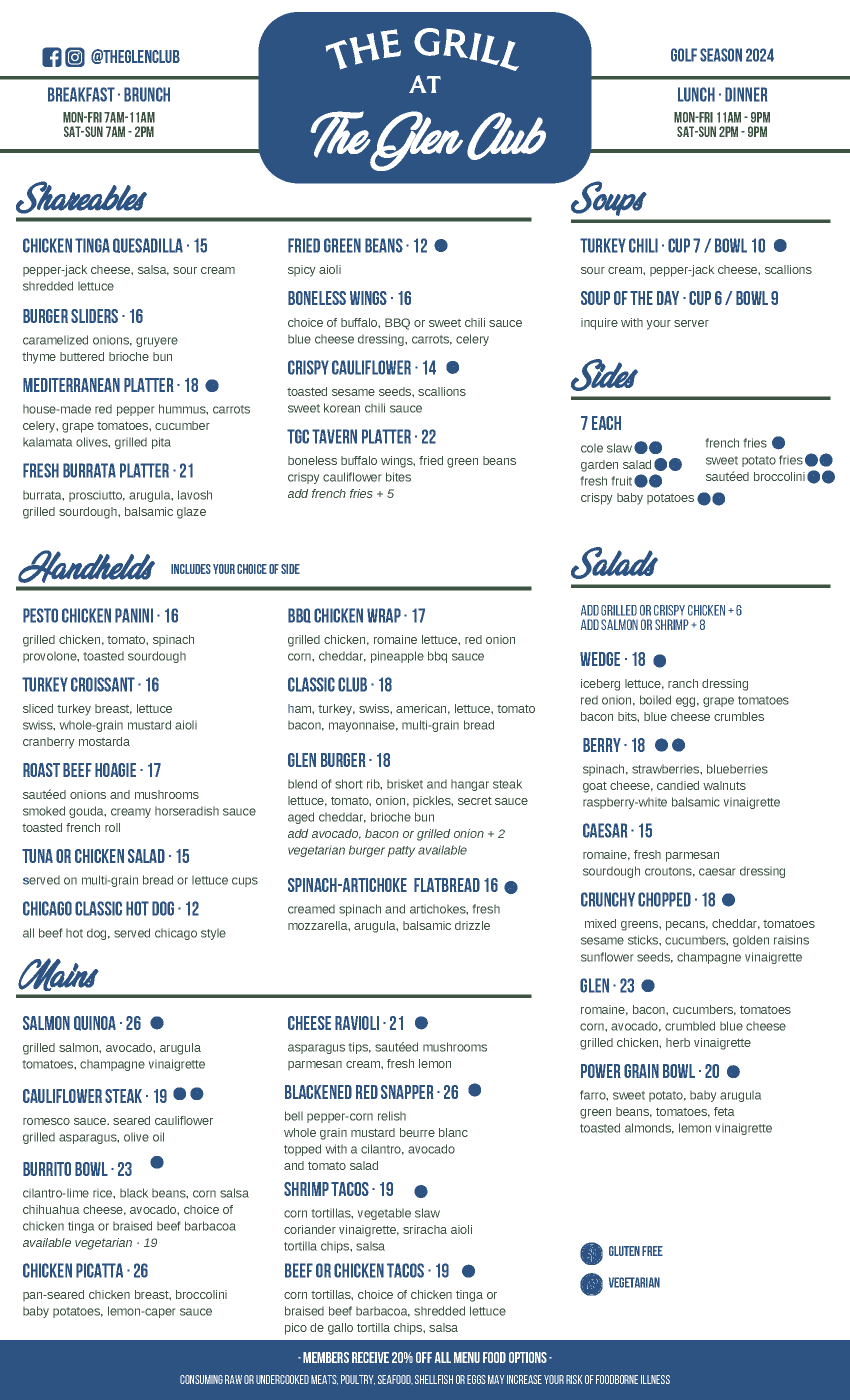 GRILL MENU - The Glen Club